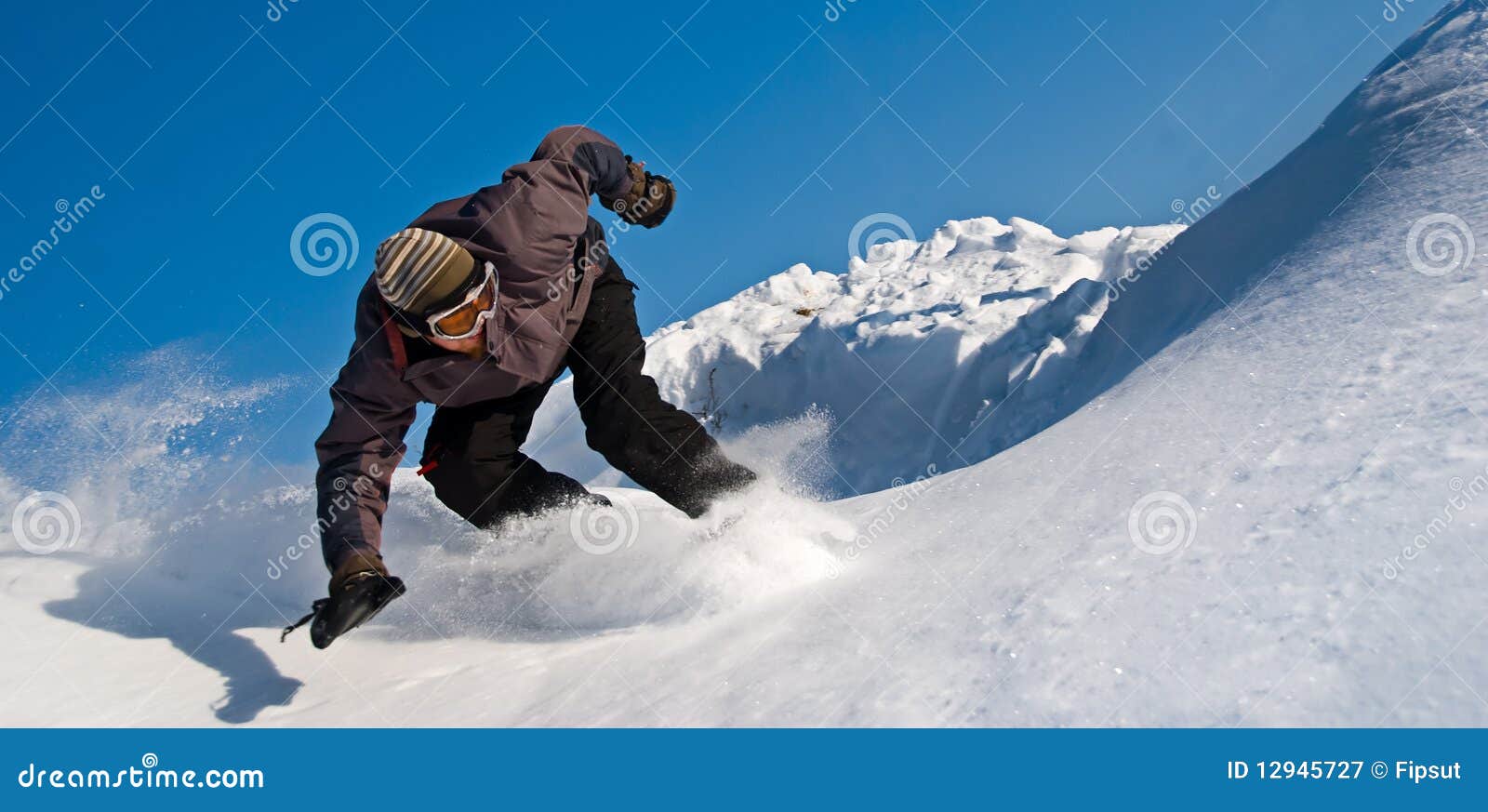 High Speed Snowboarder, Snow Flying Stock Image - Image of action ...
