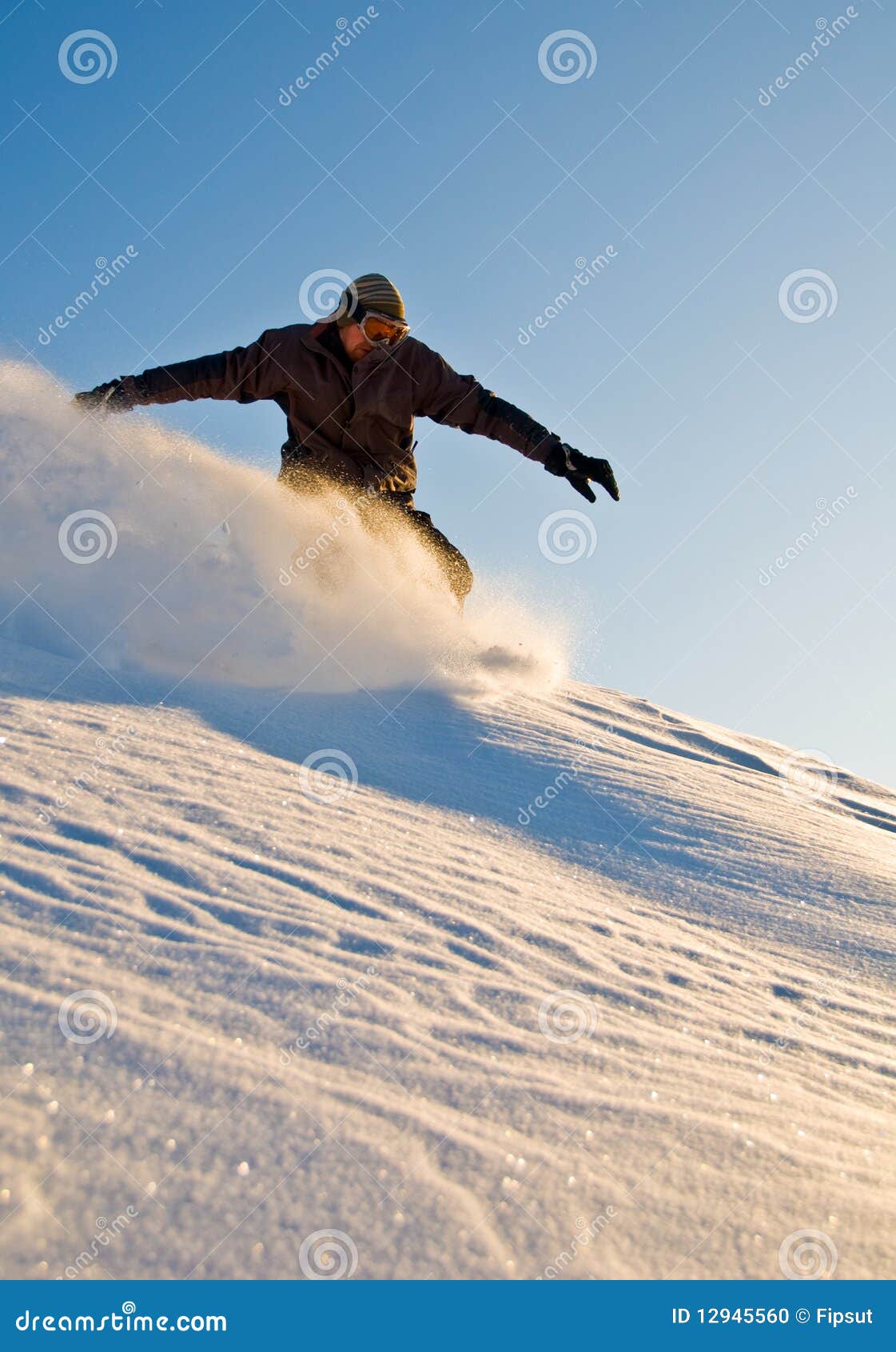 High Speed Snowboarder at Sunset Stock Photo - Image of mountain ...