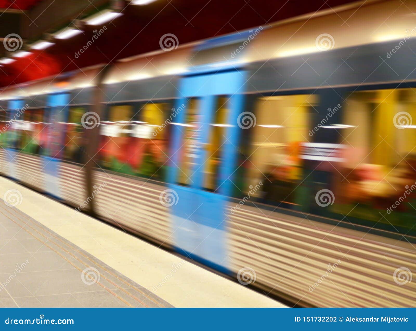 High Speed Subway Train in Motion Blur Stock Photo - Image of fast ...