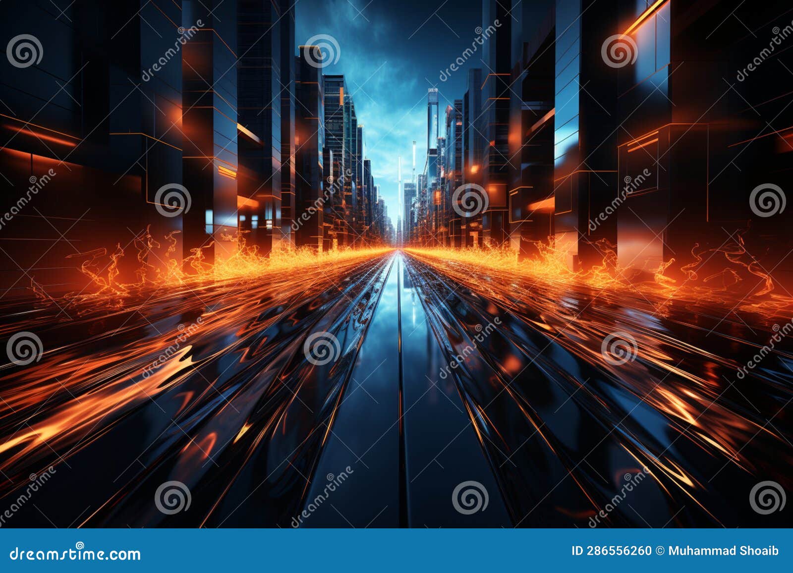 High Speed Tech Flow Abstract Arrow Direction in a Hi Tech Background ...