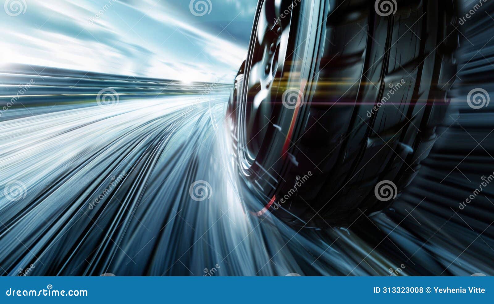 High-Speed Tire in Motion on the Road. Generative Ai Stock Illustration ...