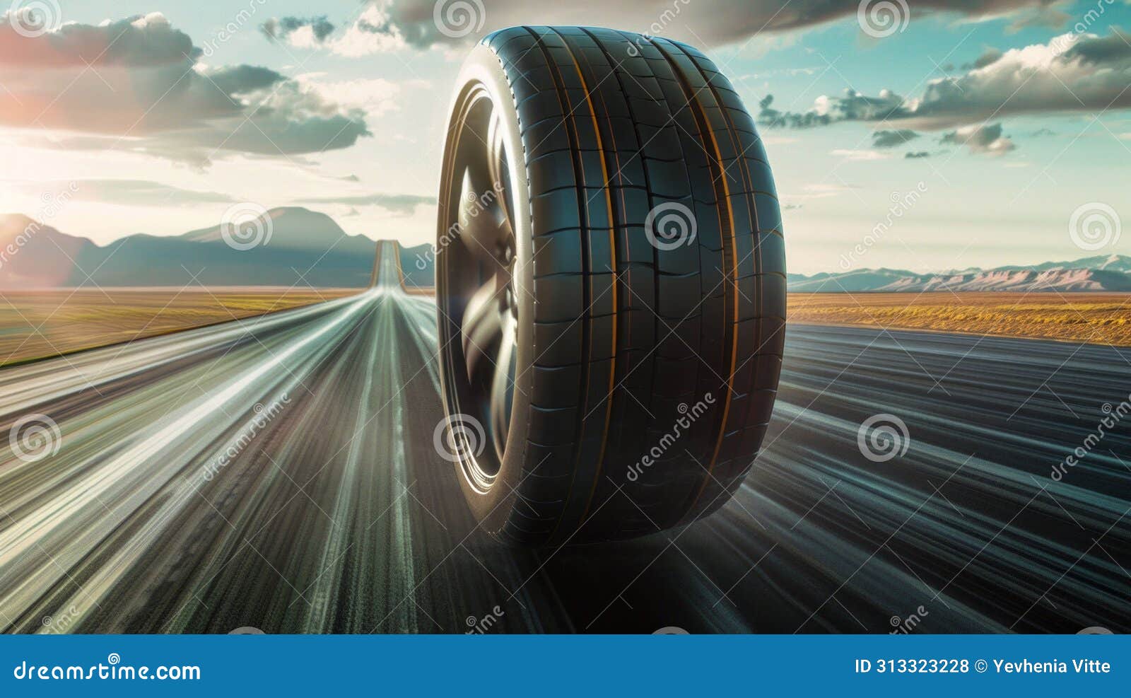 High-Speed Tire in Motion on the Road. Generative Ai Stock Illustration ...