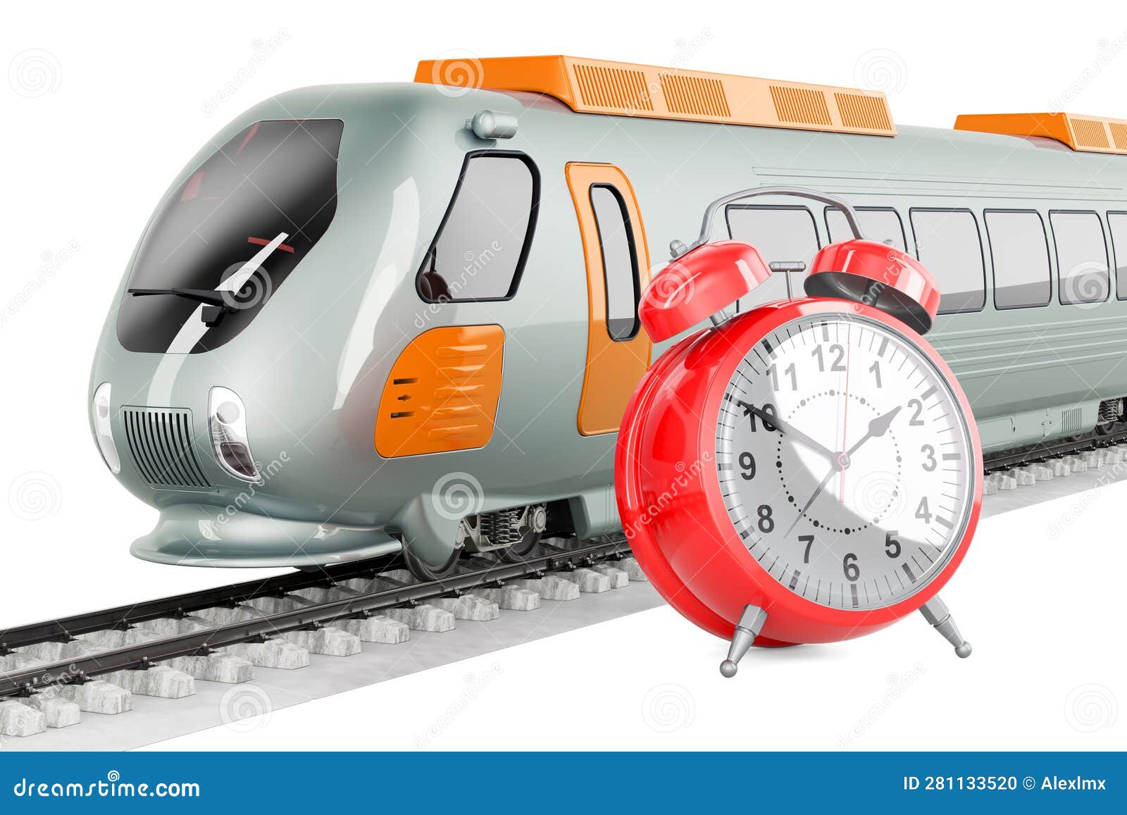 High Speed Train with Alarm Clock, 3D Rendering Stock Illustration ...