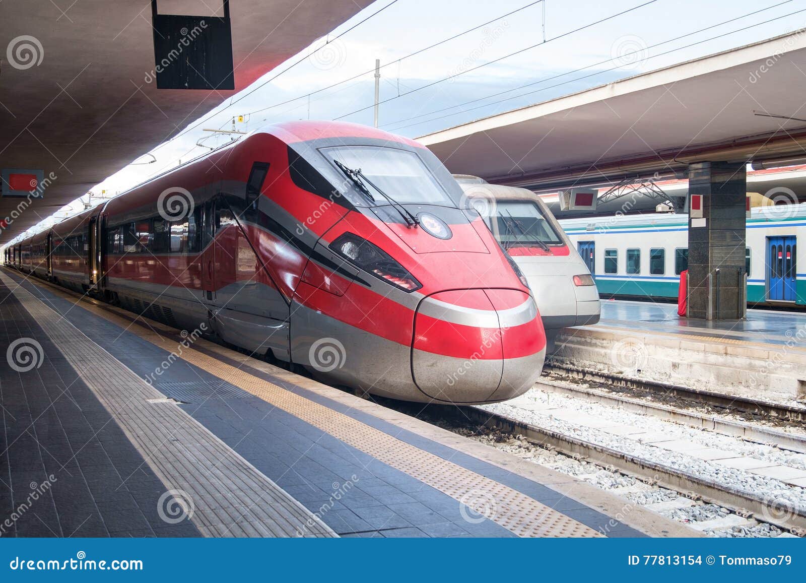 High Speed Train Engine Arriving in a Train Station Stock Photo - Image ...