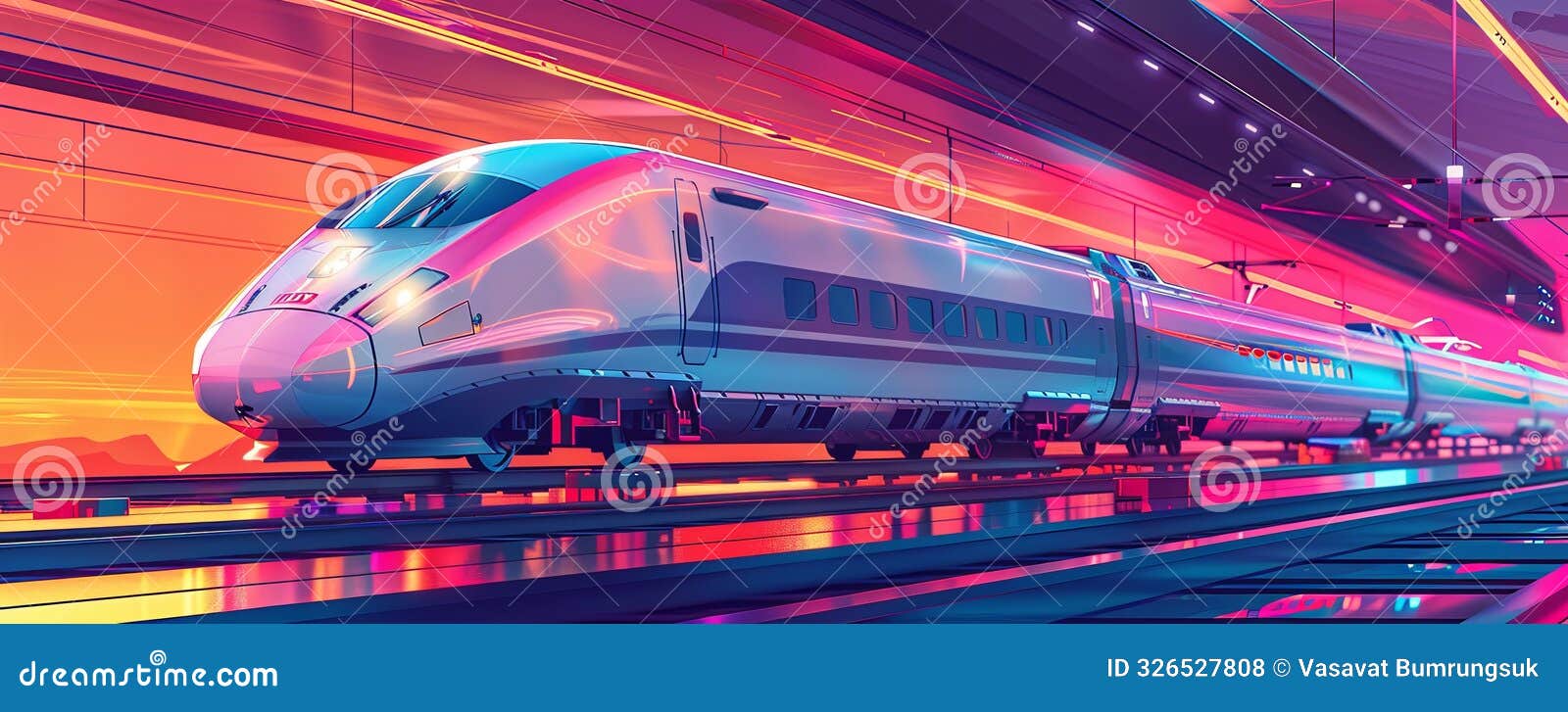 High-speed Train, Flat Design, Front View, Futuristic Theme, Animation ...