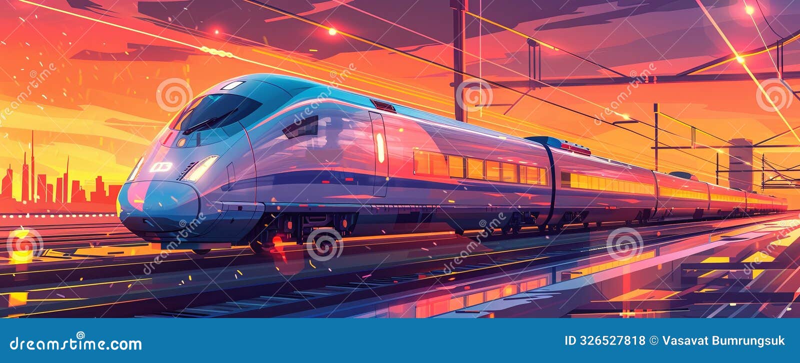 High-speed Train, Flat Design, Front View, Futuristic Theme, Animation ...