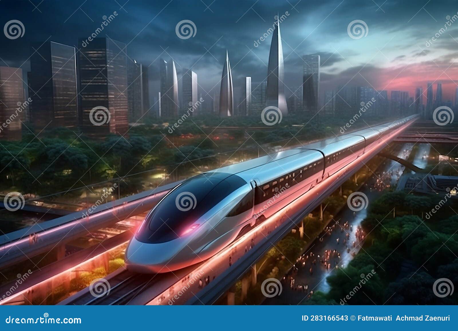 High Speed Train in Future Modern City As Background, Generative AI ...