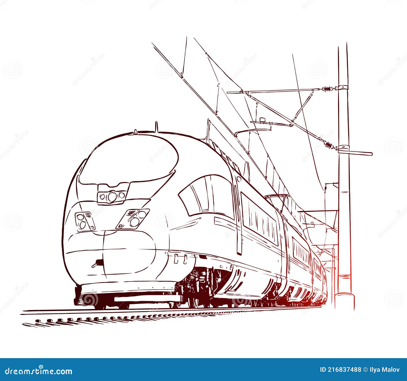 High-speed Train. Hand Drawn Sketch Vector Illustration Stock Vector ...