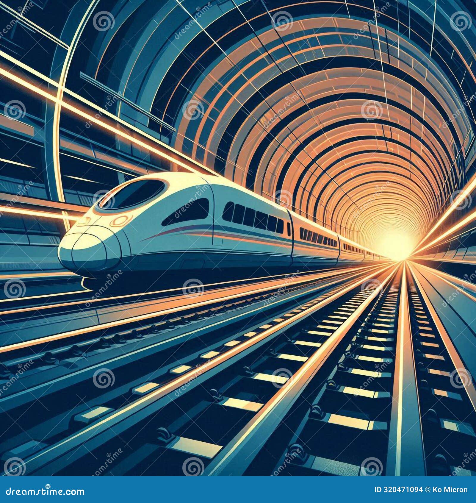 High-speed Train Hurtling Through A Tunnel Stock Photo | CartoonDealer ...