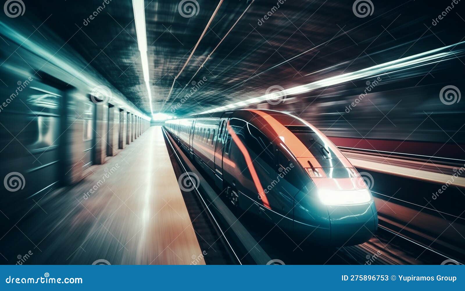 High Speed Train Illuminates Futuristic Subway Station Architecture ...