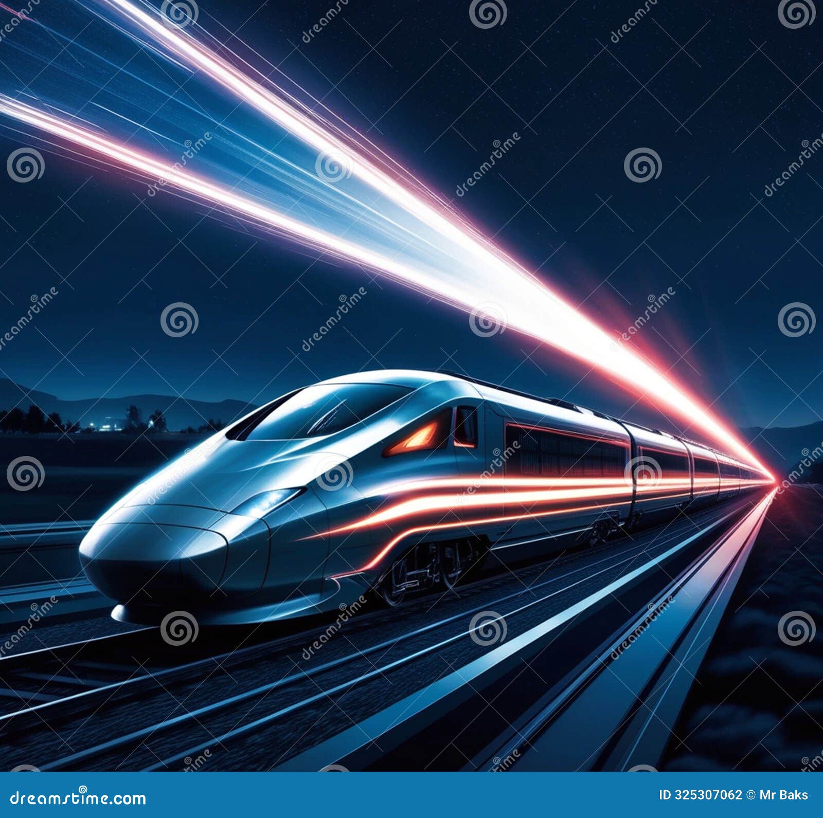 High Speed Train with Light Trail Stock Illustration - Illustration of ...