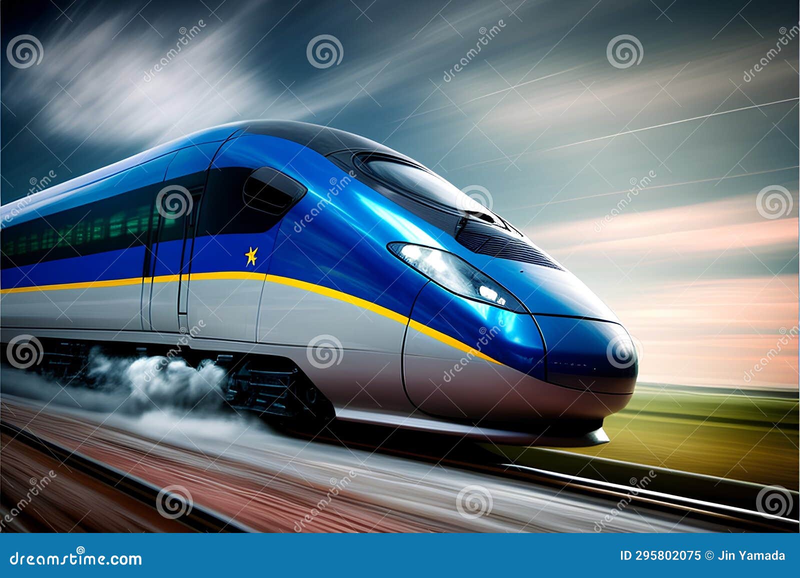 High Speed Train with Motion Blur Effect. Digital Composite of High ...