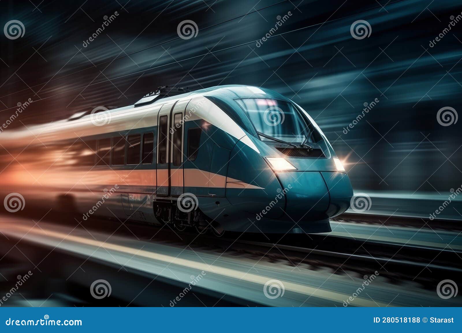 High-speed Train in Movement with Motion Blur, AI Generated Stock ...