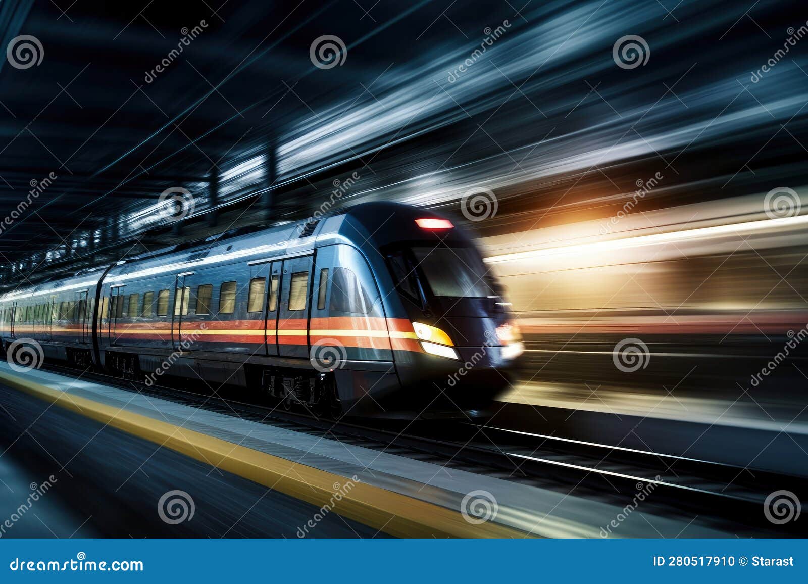 High-speed Train in Movement with Motion Blur, AI Generated Stock ...