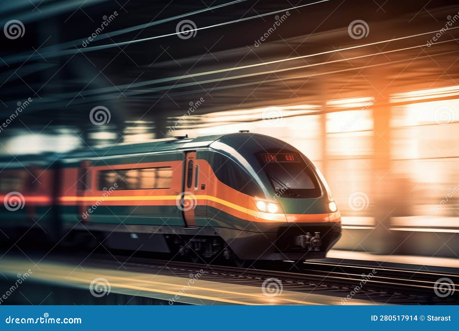 High-speed Train in Movement with Motion Blur, AI Generated Stock ...