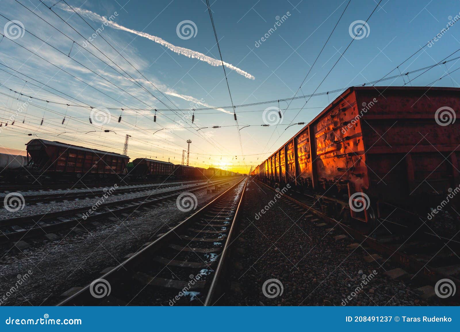 Train Moves by Rail, Delivery of Goods by Freight Train. Train ...