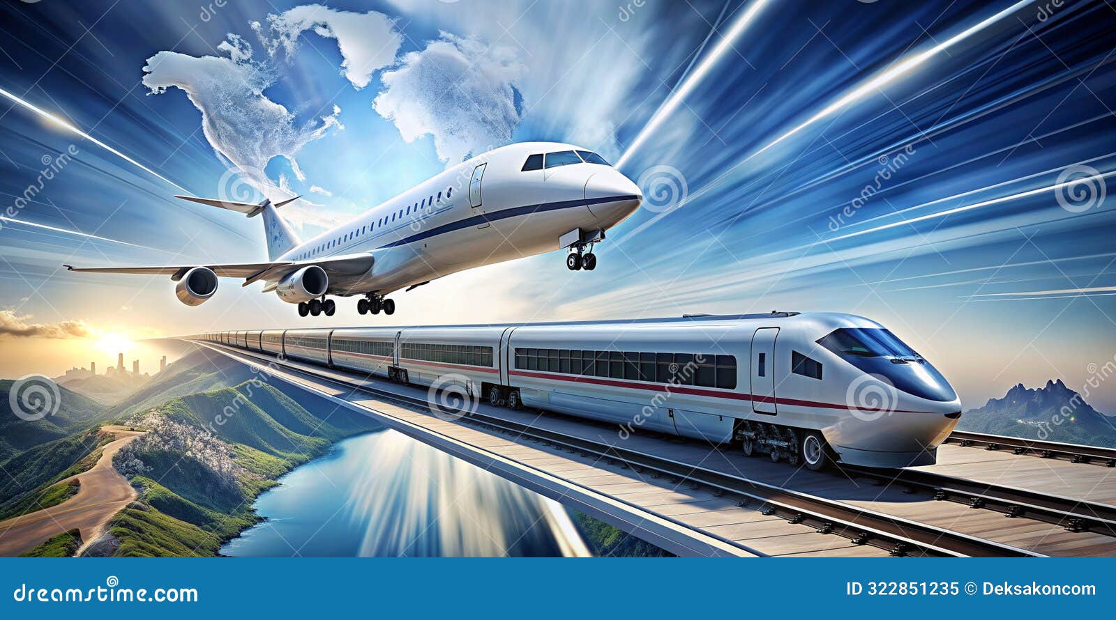 Modern Transport System, With High-speed Trains And Sleek Stations ...