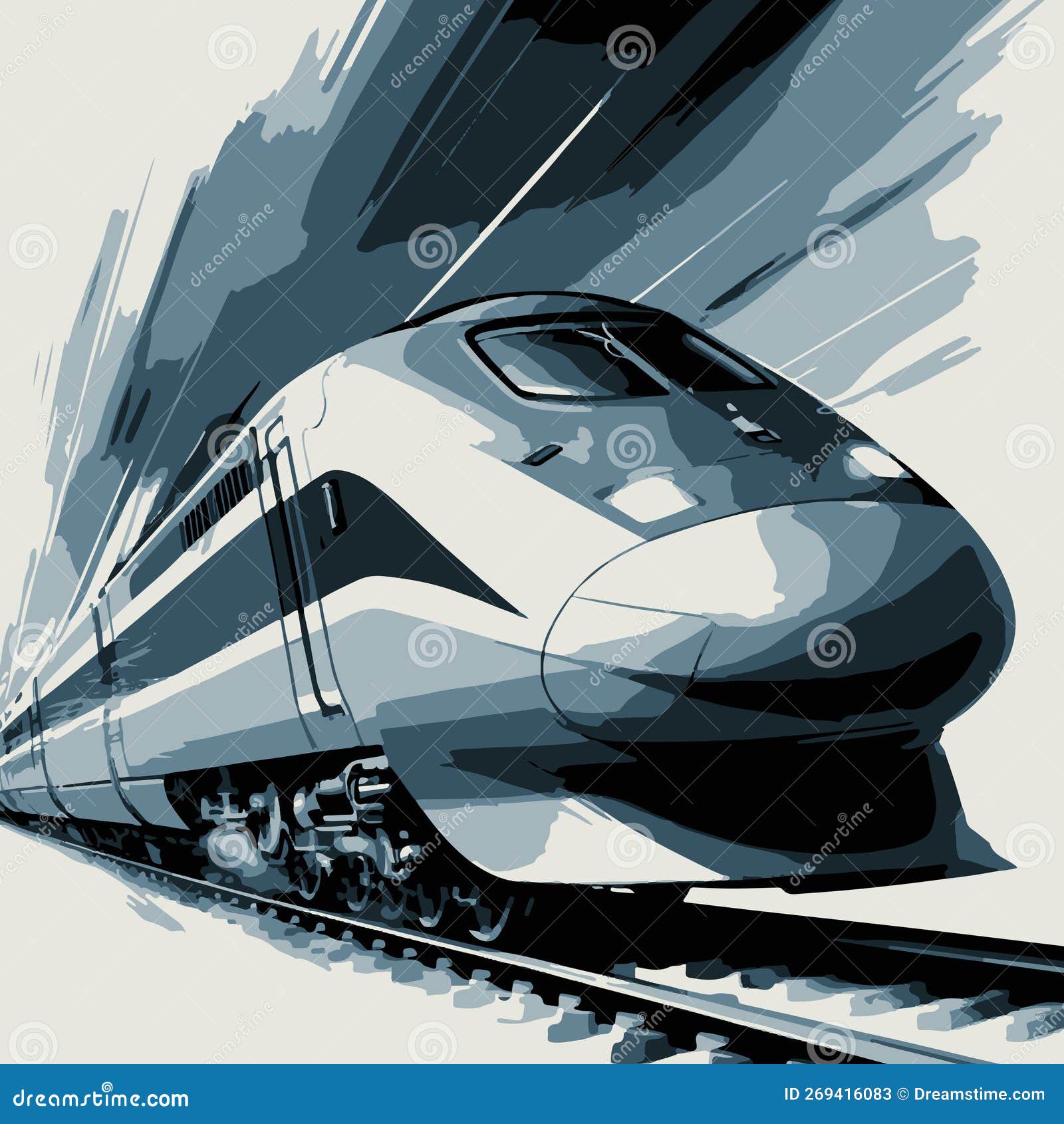 High-speed Train Rides on the Railroad Stock Illustration ...