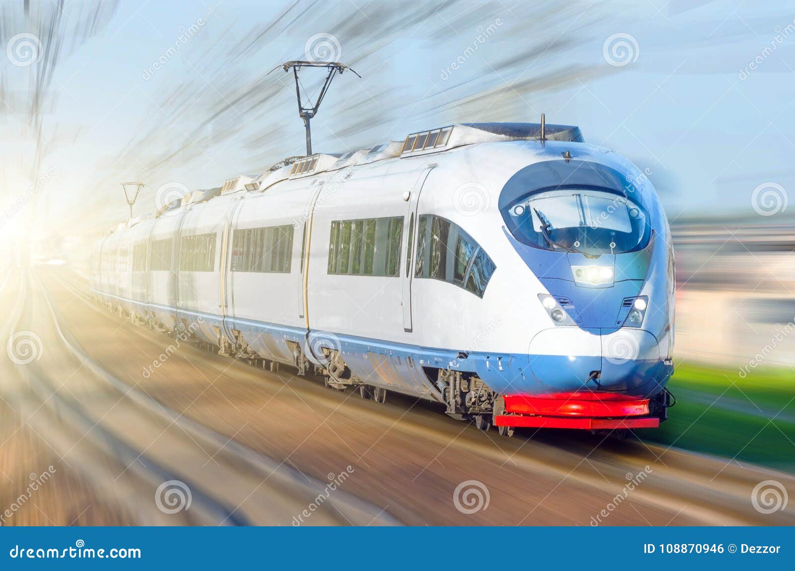 High Speed Train Rides at High Speed at the Railway Station in the City ...