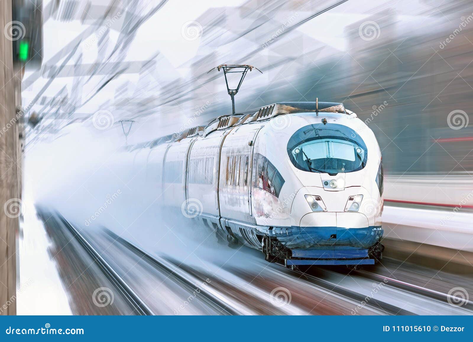 High Speed Train Rides at High Speed at the Railway Station in the City ...
