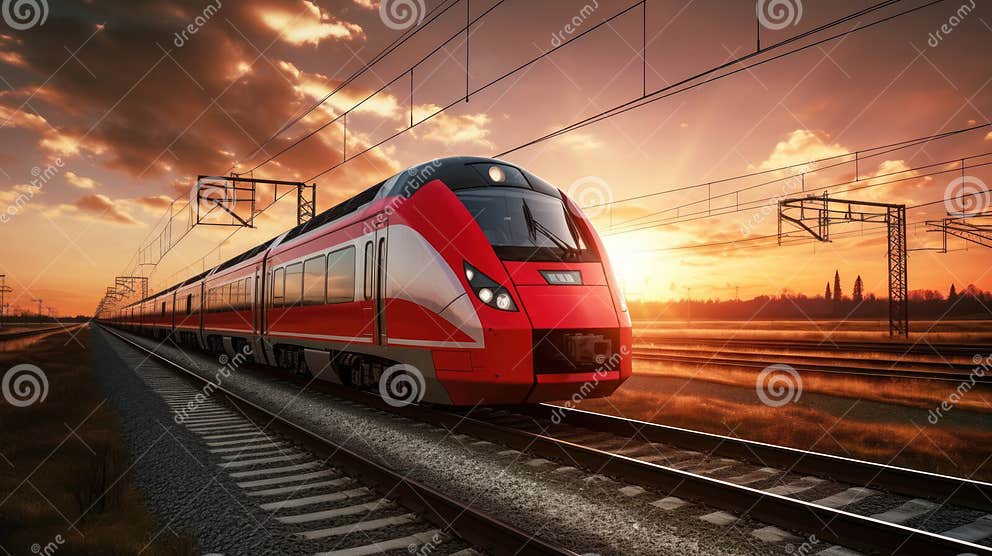 High-speed Train Running on Railway. Stock Image - Image of train ...