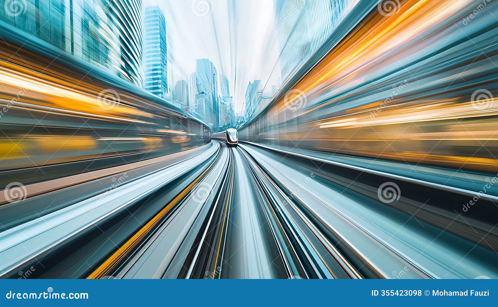 High-speed Train Rushing through City, Motion Blur Effect Stock ...