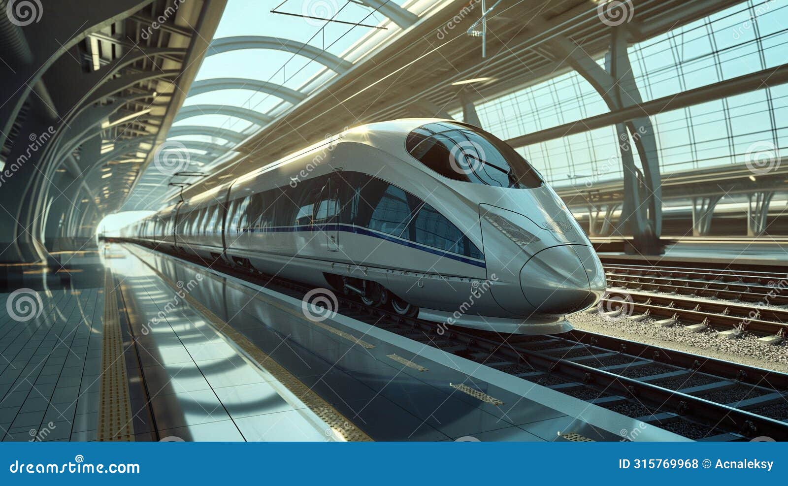 High-speed Train Stands at the Station at Night. Modern Speed Train ...