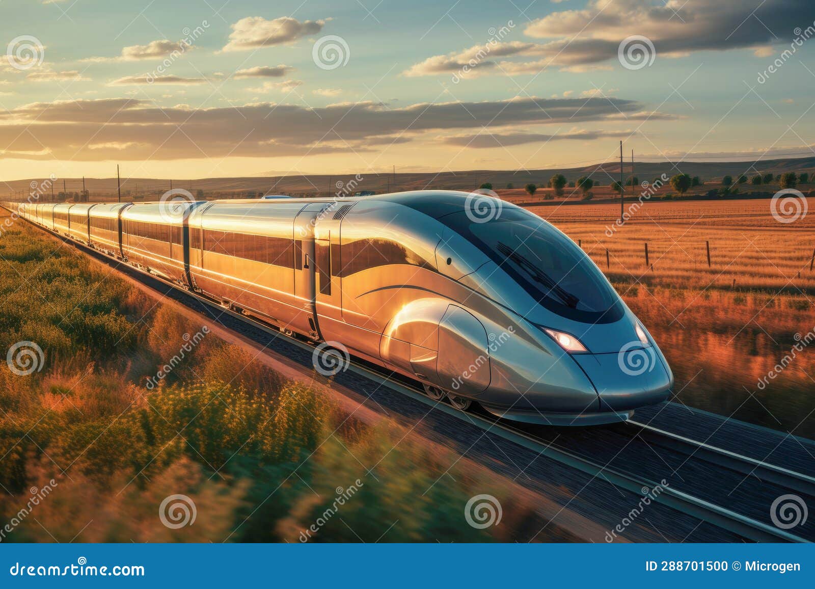 High-speed Train Traveling through the Countryside Connecting Cities ...