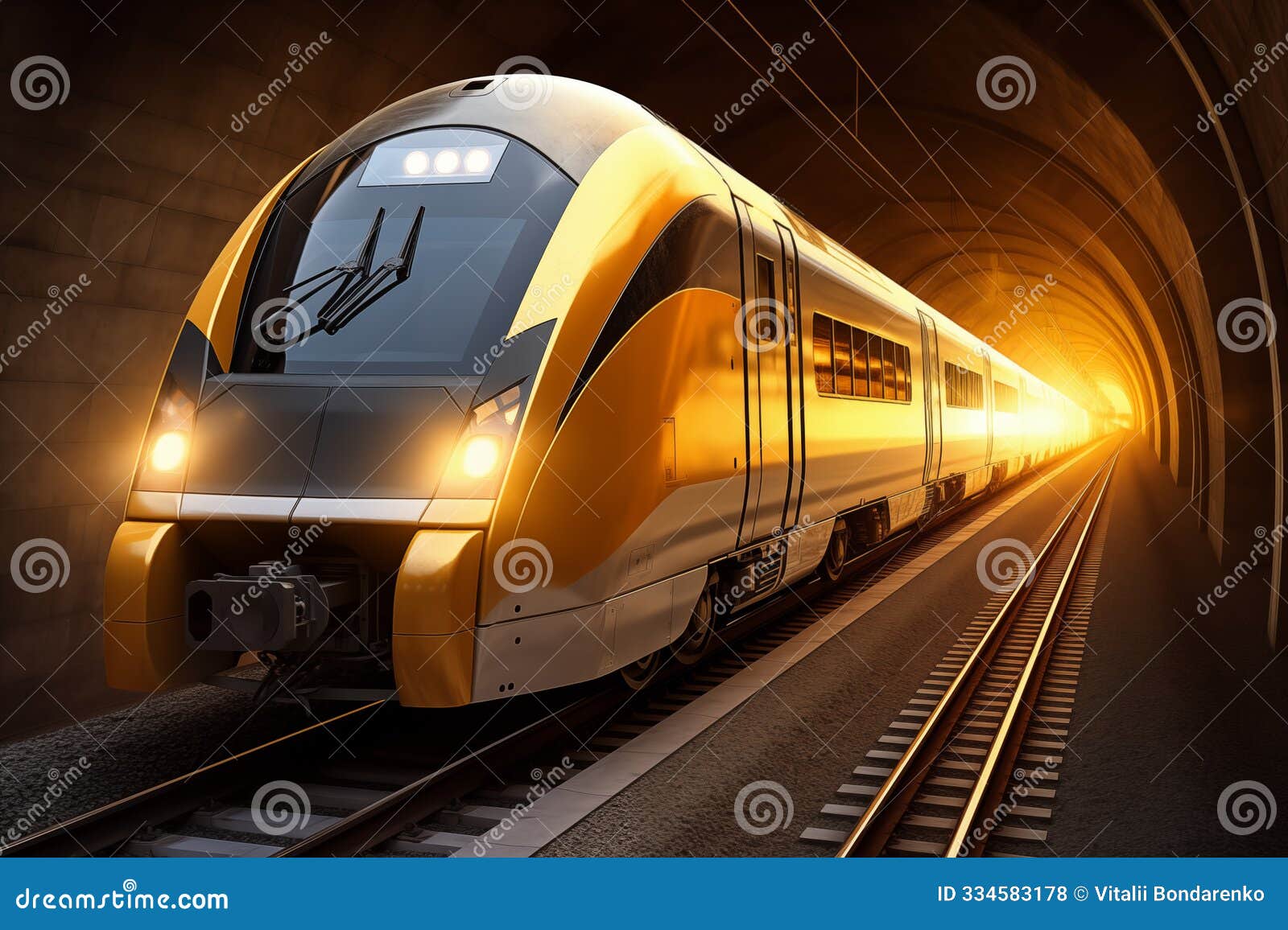 High-speed Train in the Tunnel at Night. Stock Illustration ...
