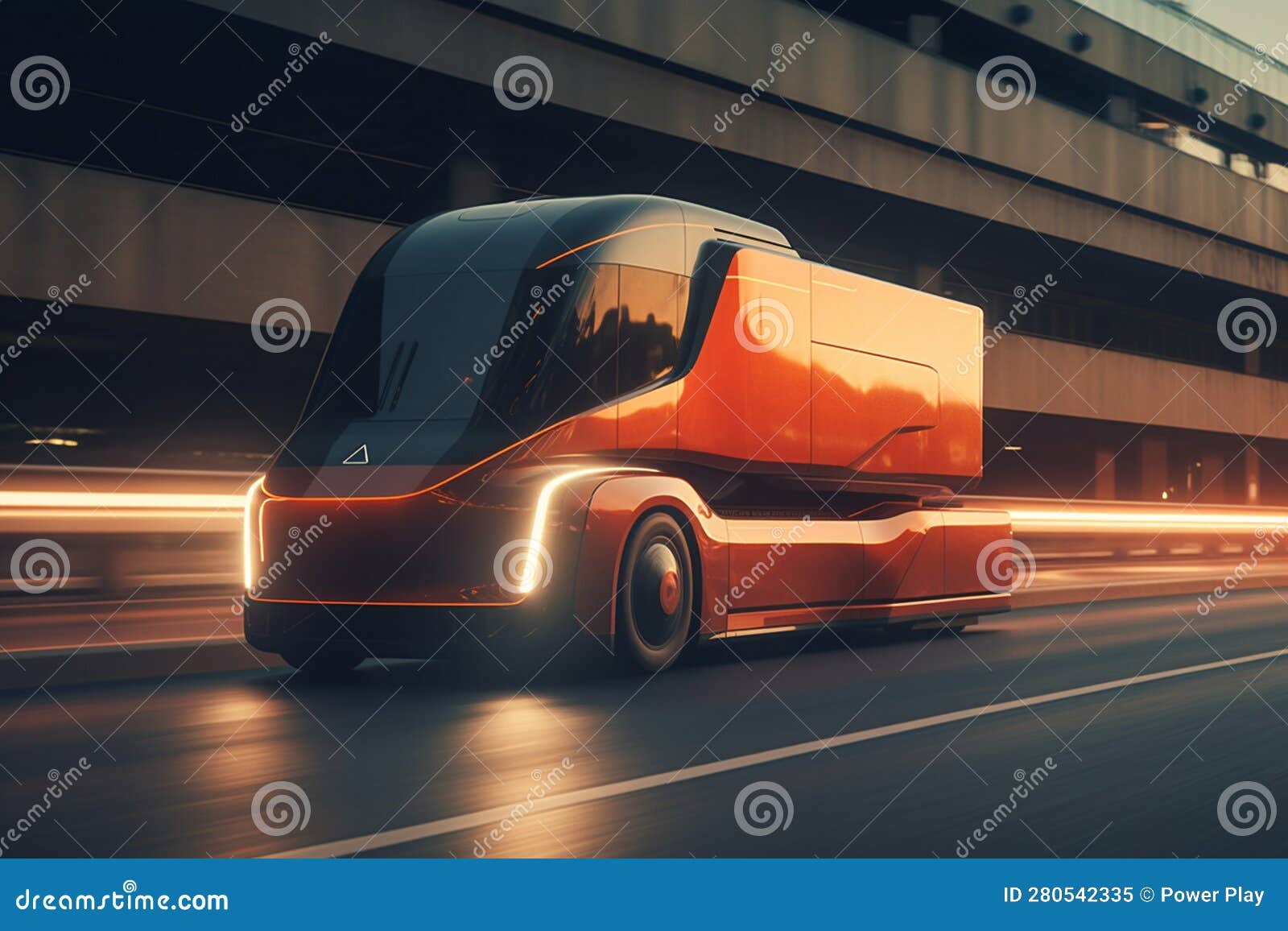 High-speed White Truck on the Highway. 3d Rendering Stock Illustration ...