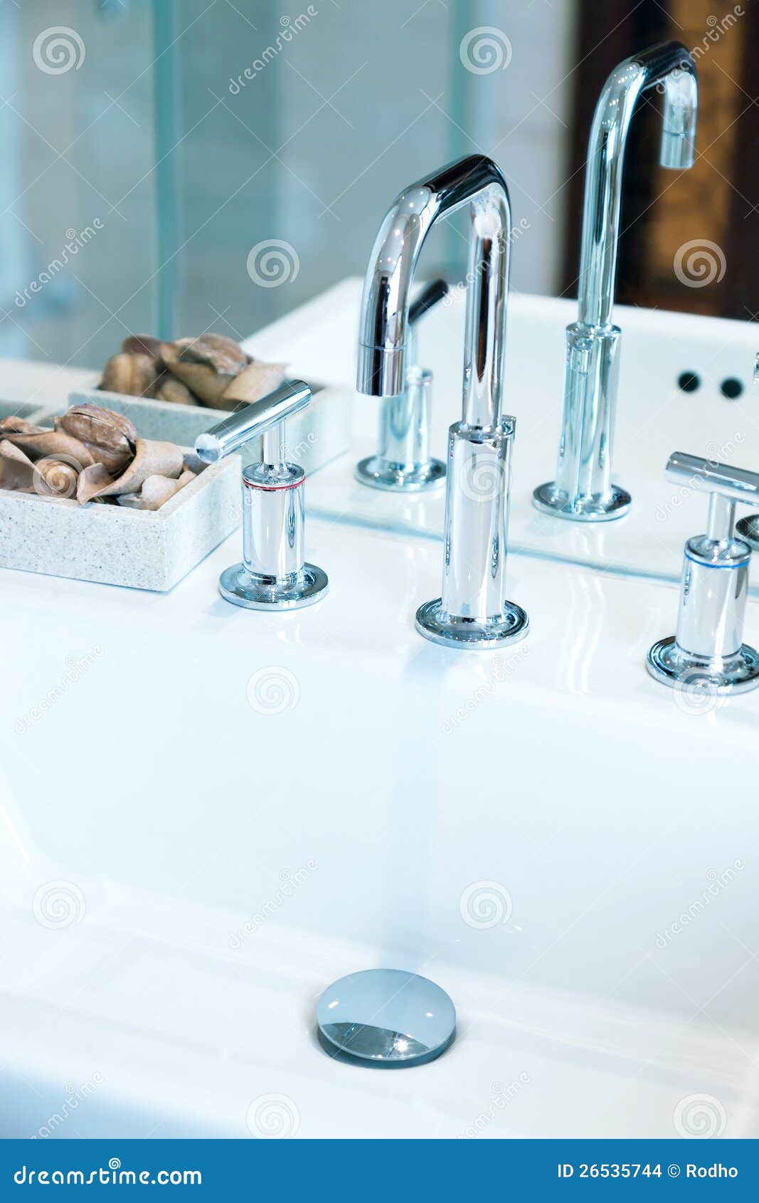 High Spout Faucet in Front of a Mirror Stock Photo - Image of bath ...