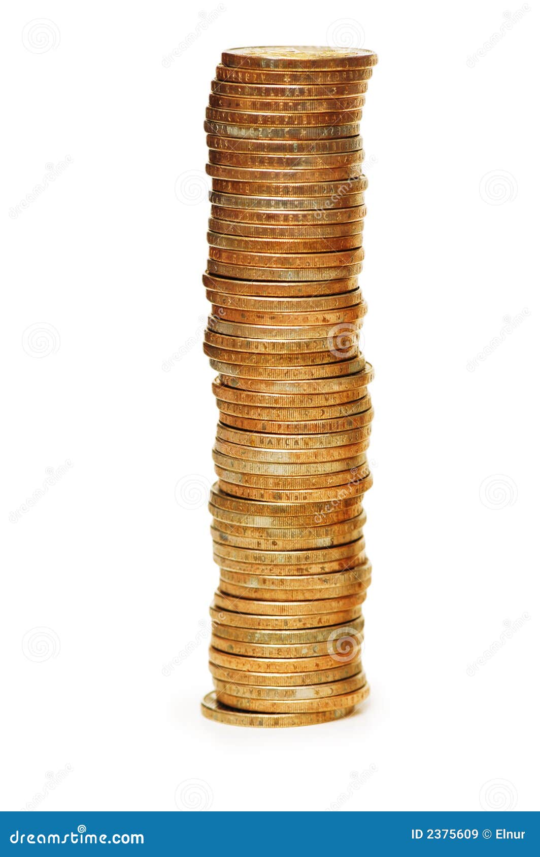 High Stack of Coins Isolated O Stock Image - Image of finances, money ...
