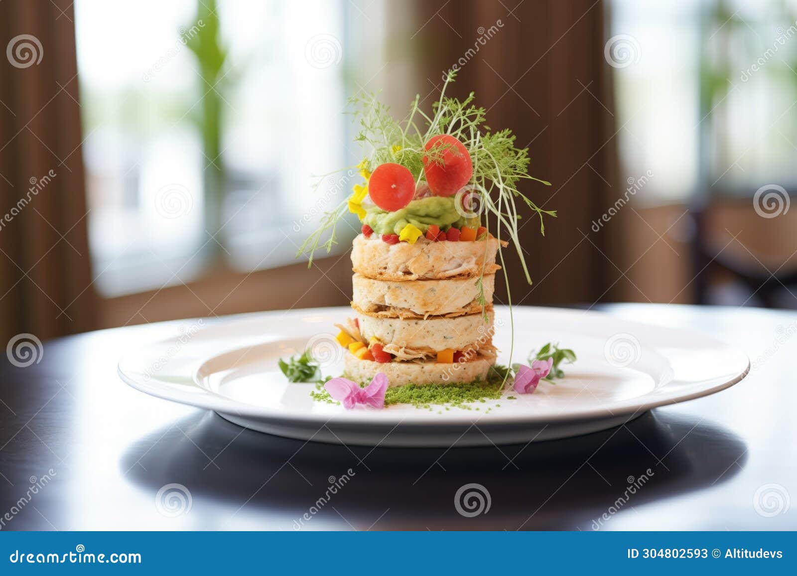 High Stack of Crab Cakes with a Seafood Dip Centerpiece Stock Image ...