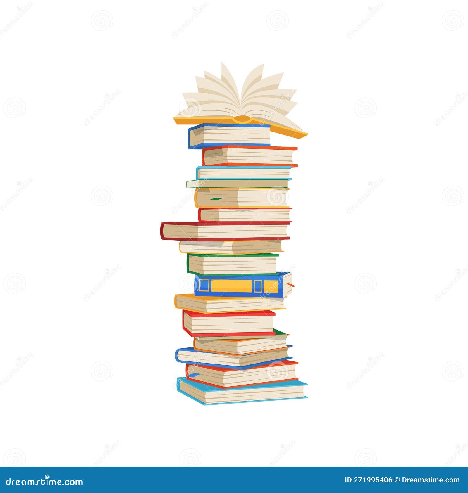 High Stack of Textbooks, Cartoon Pile of Books Stock Vector ...
