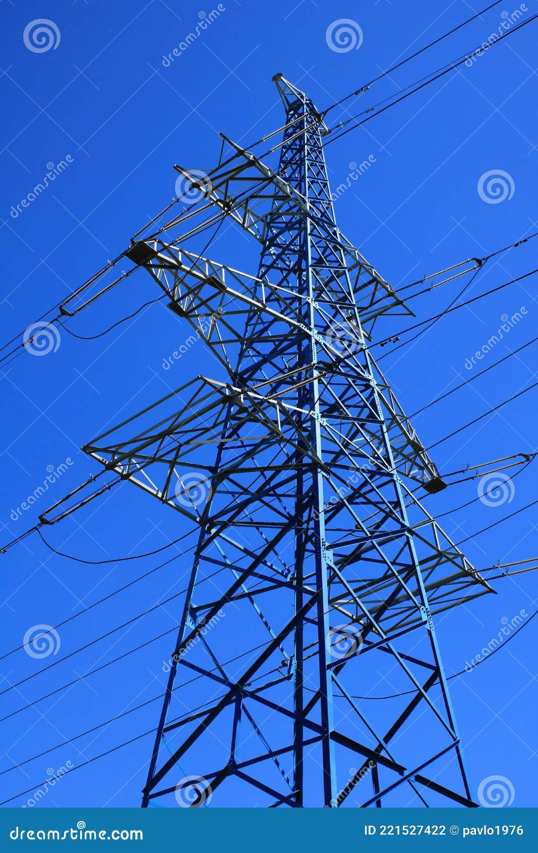 High Steel Mast with Electric Wires Stock Photo - Image of construction ...