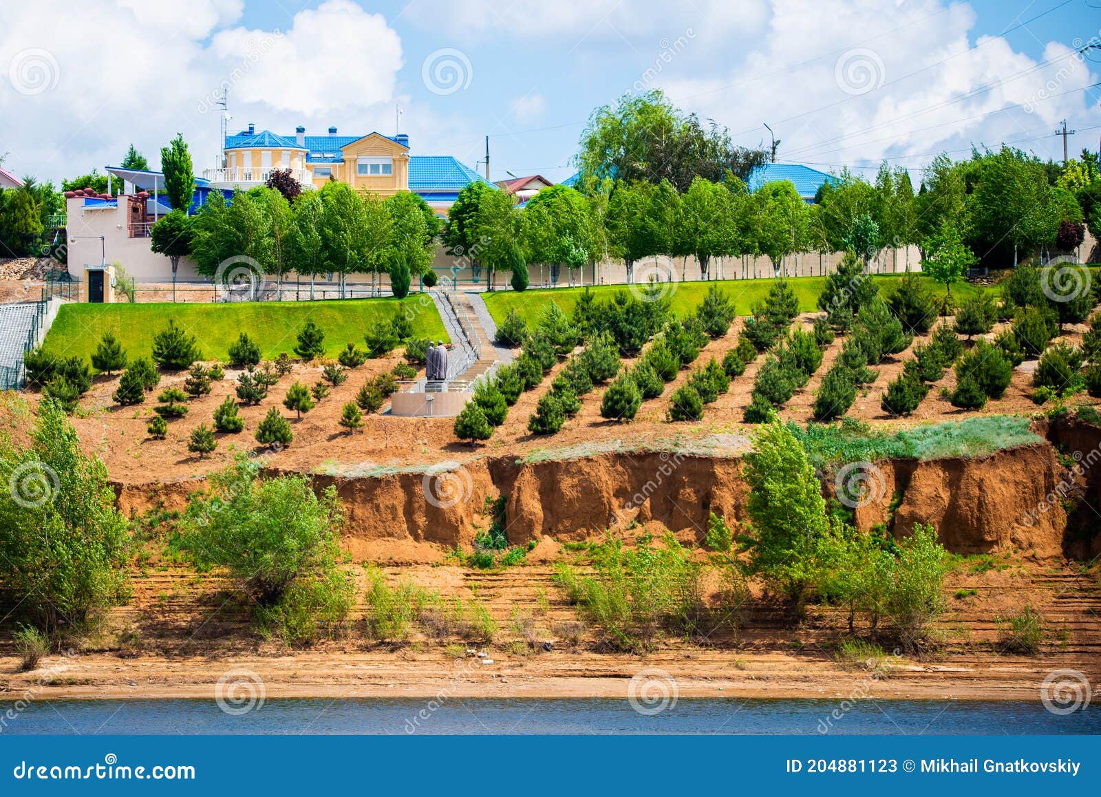 High Steep Bank of the Don River. Park on a Bank of River Stock Image ...