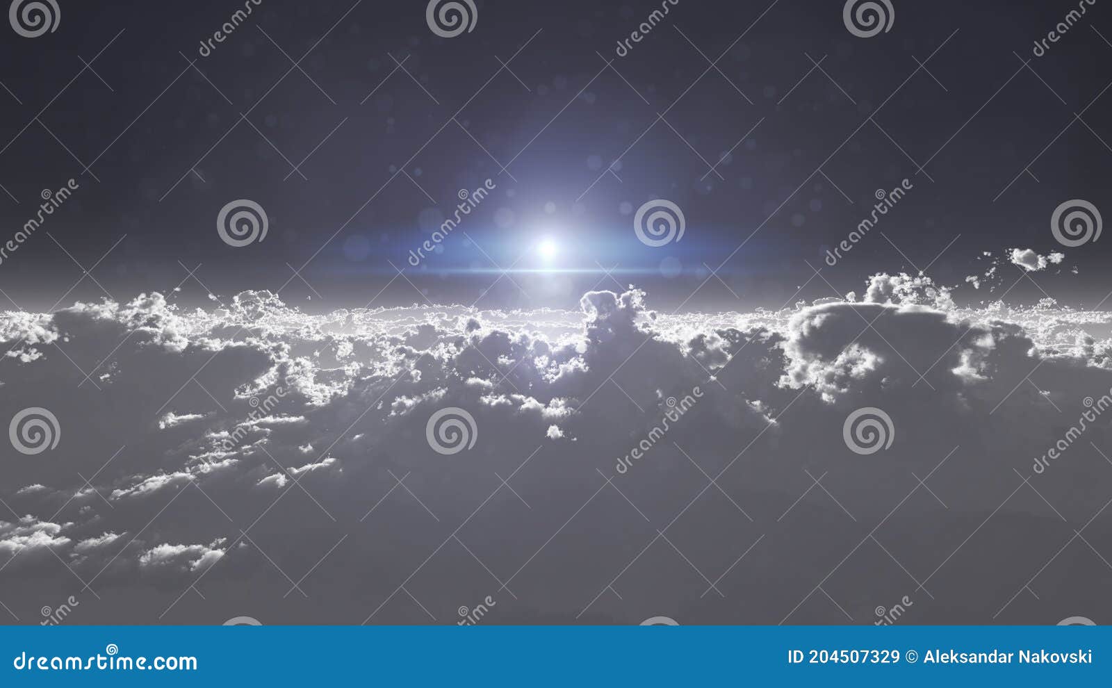 High Stratosphere Above Clouds, 3d Render Illustration Stock Image ...