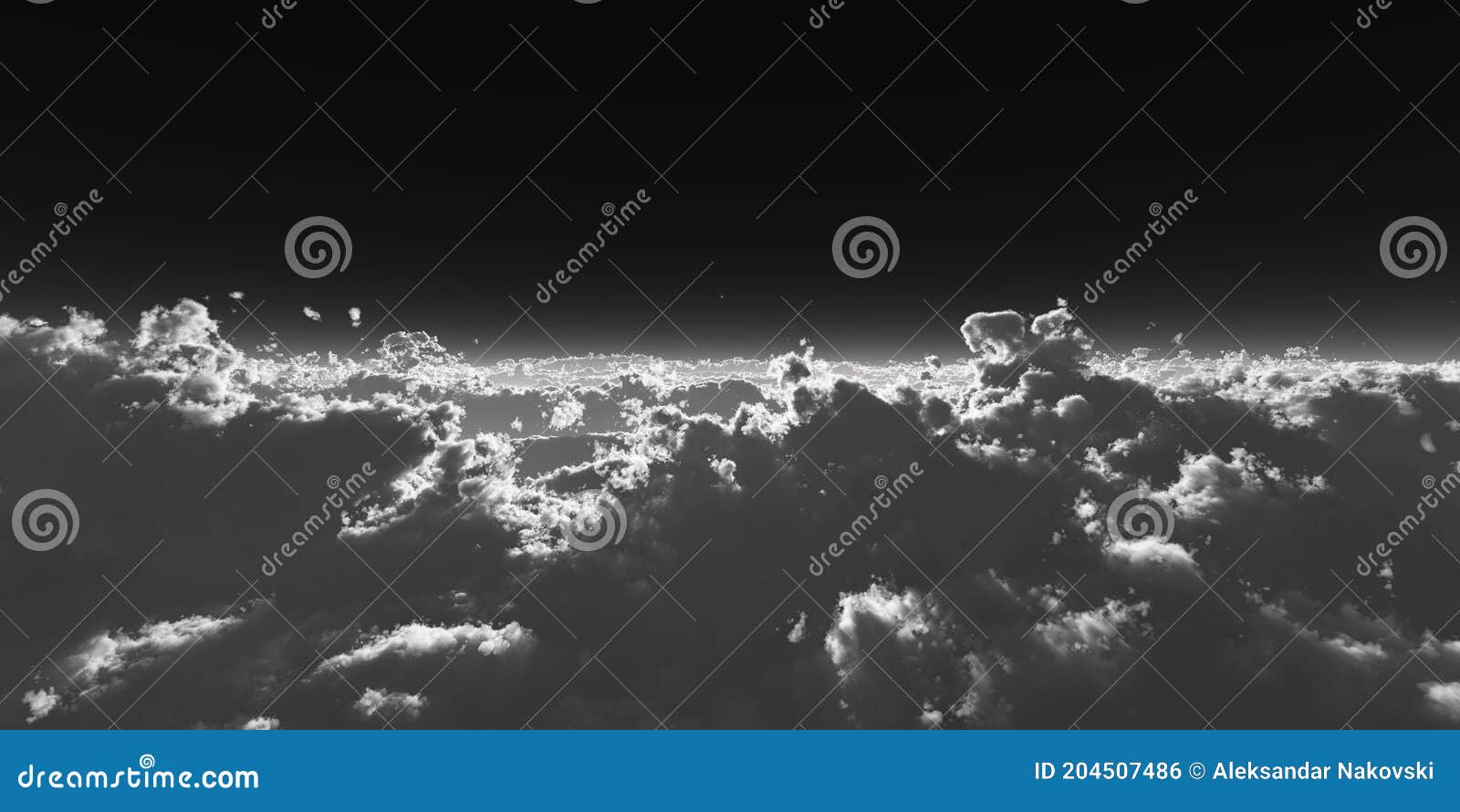 High Stratosphere Above Clouds, 3d Render Illustration Stock Photo ...