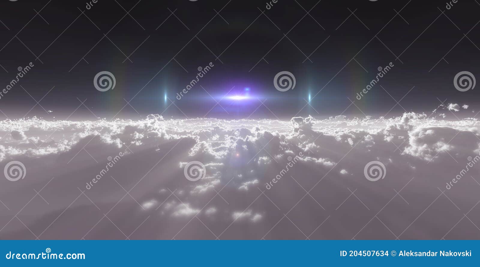 High Stratosphere Above Clouds, 3d Render Illustration Stock Photo ...