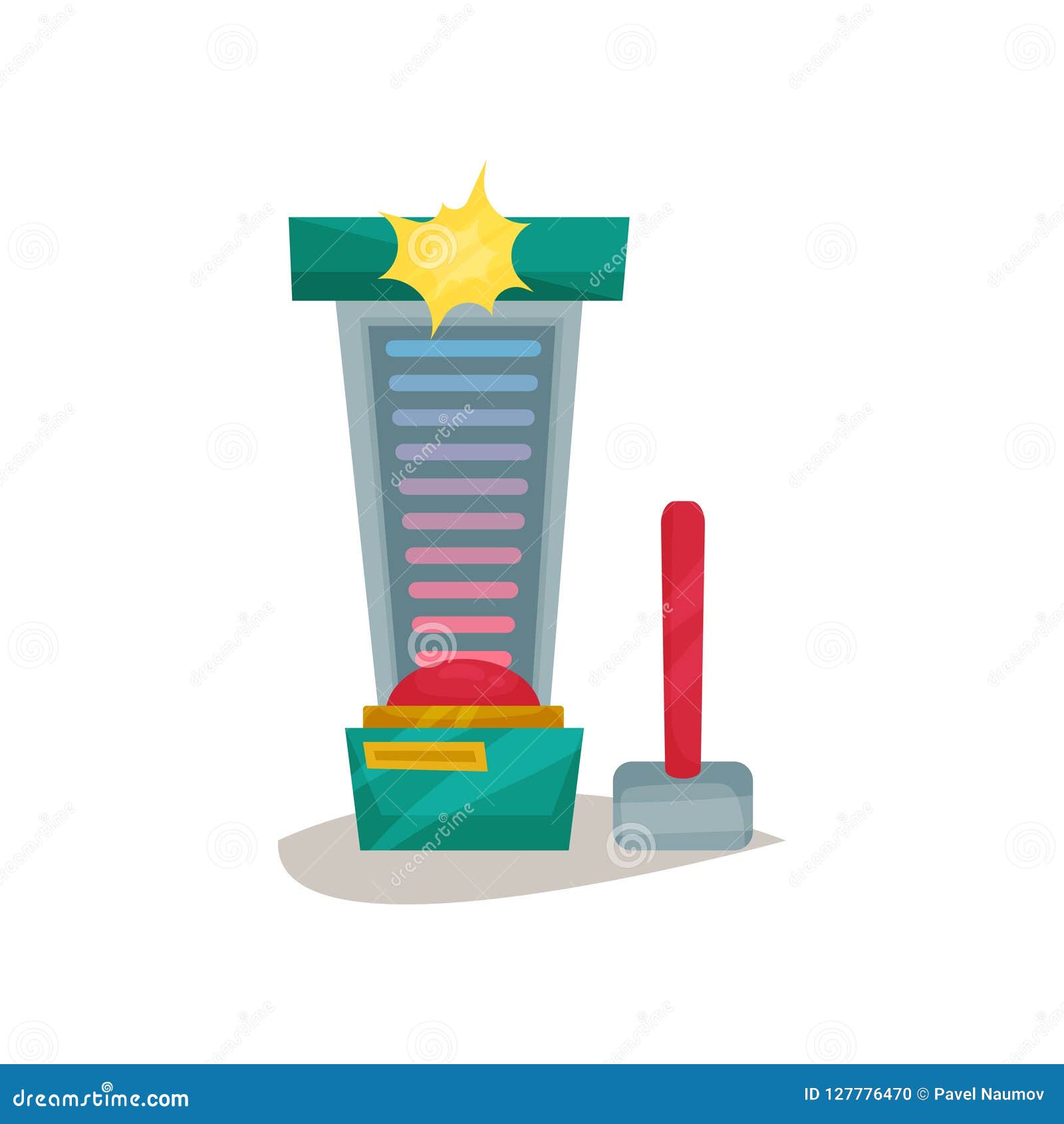 High Striker Machine Flat Vector Illustration. Strength Tester Game ...