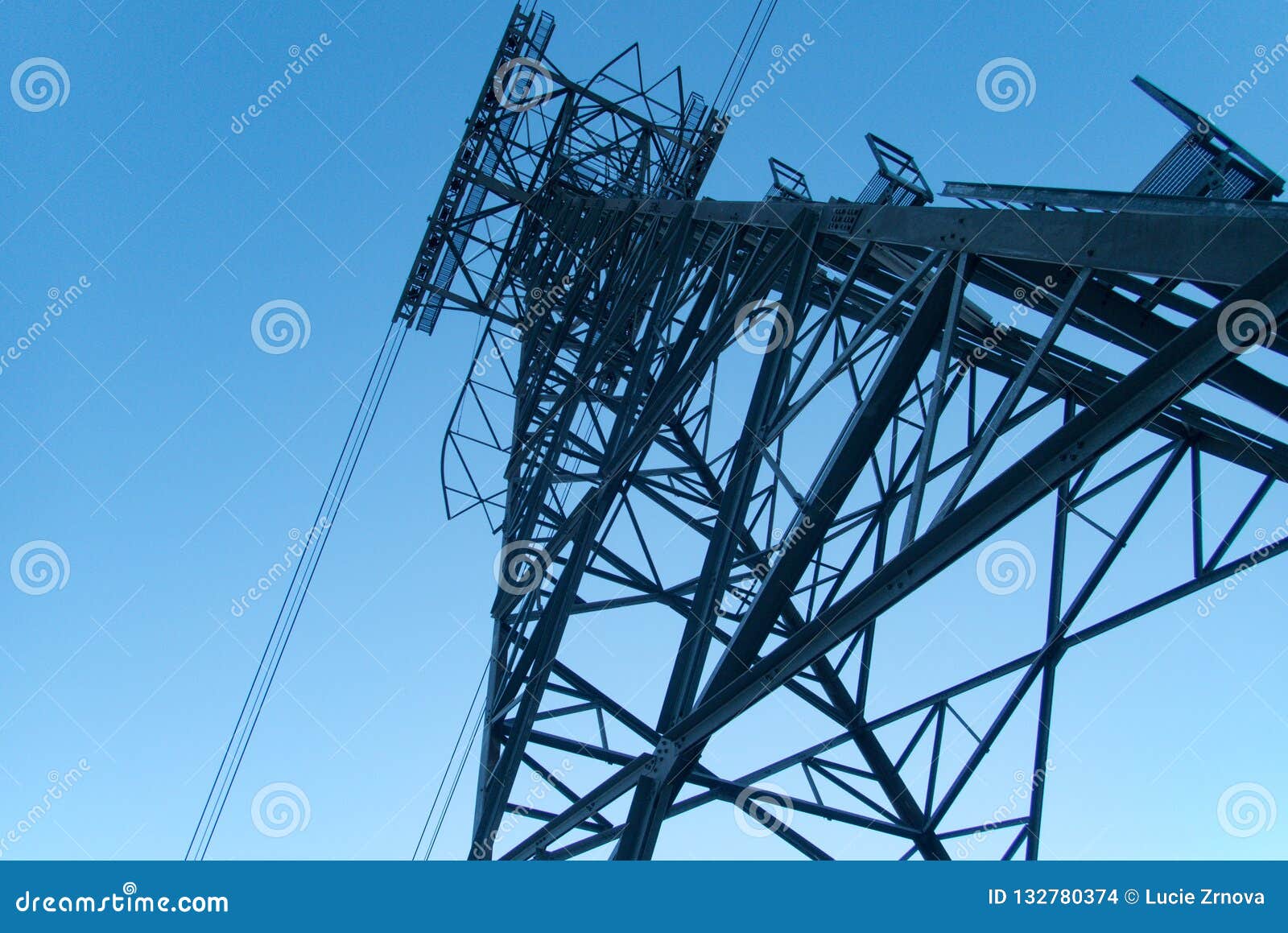 High Structure of a Cable Car Column Stock Photo - Image of horizon ...