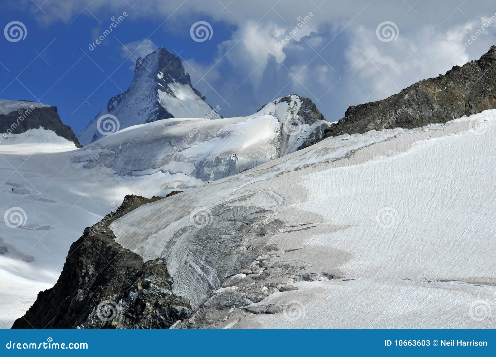 High summit and glaciers stock image. Image of mountain - 10663603