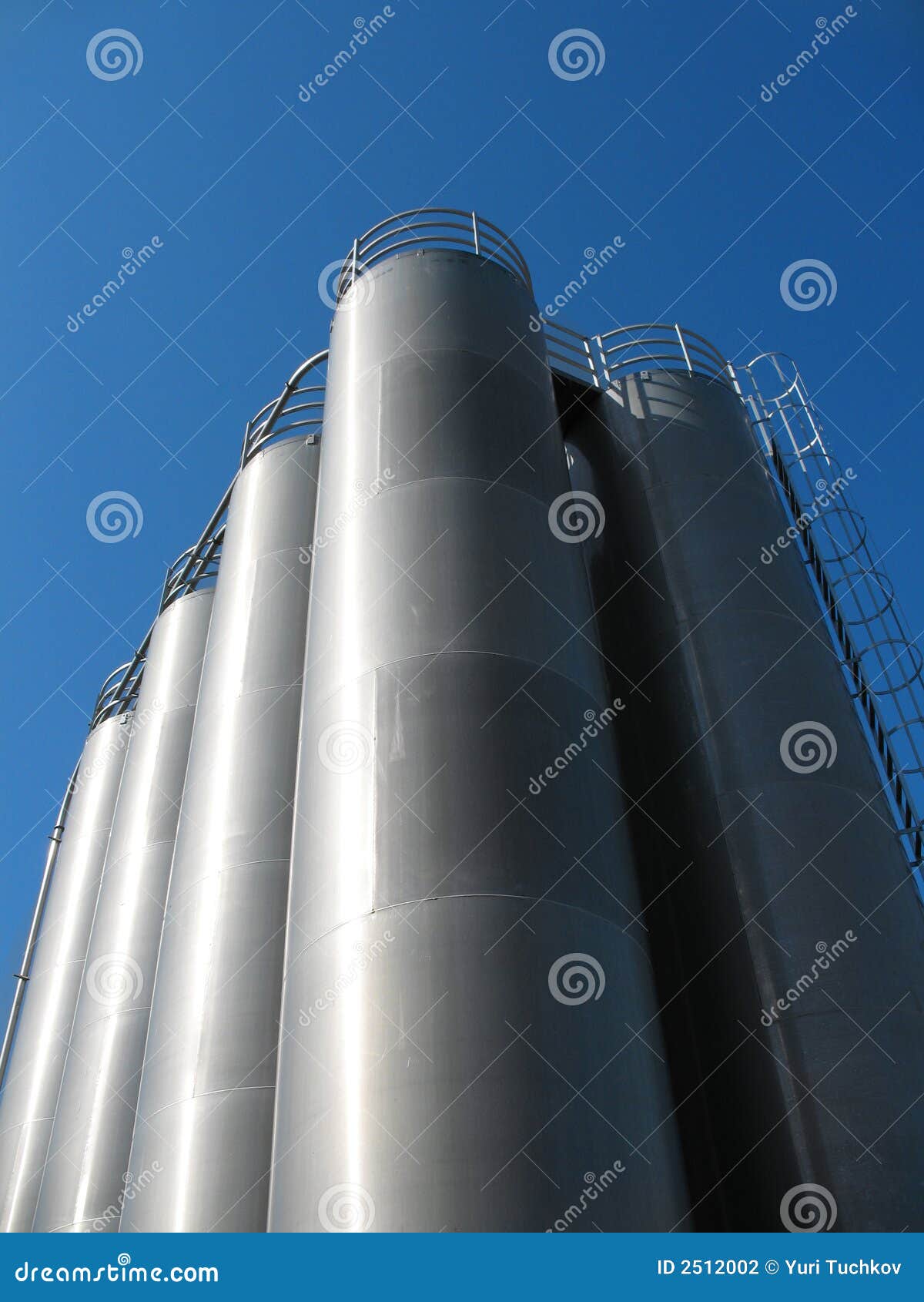 High Tanks of Silvery Color 2 Stock Photo - Image of industry ...