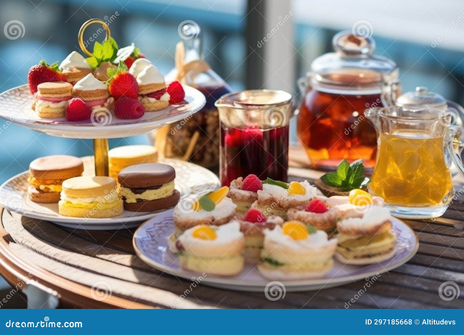 High Tea Selection on Ship Deck Table Stock Photo - Image of deck, food ...