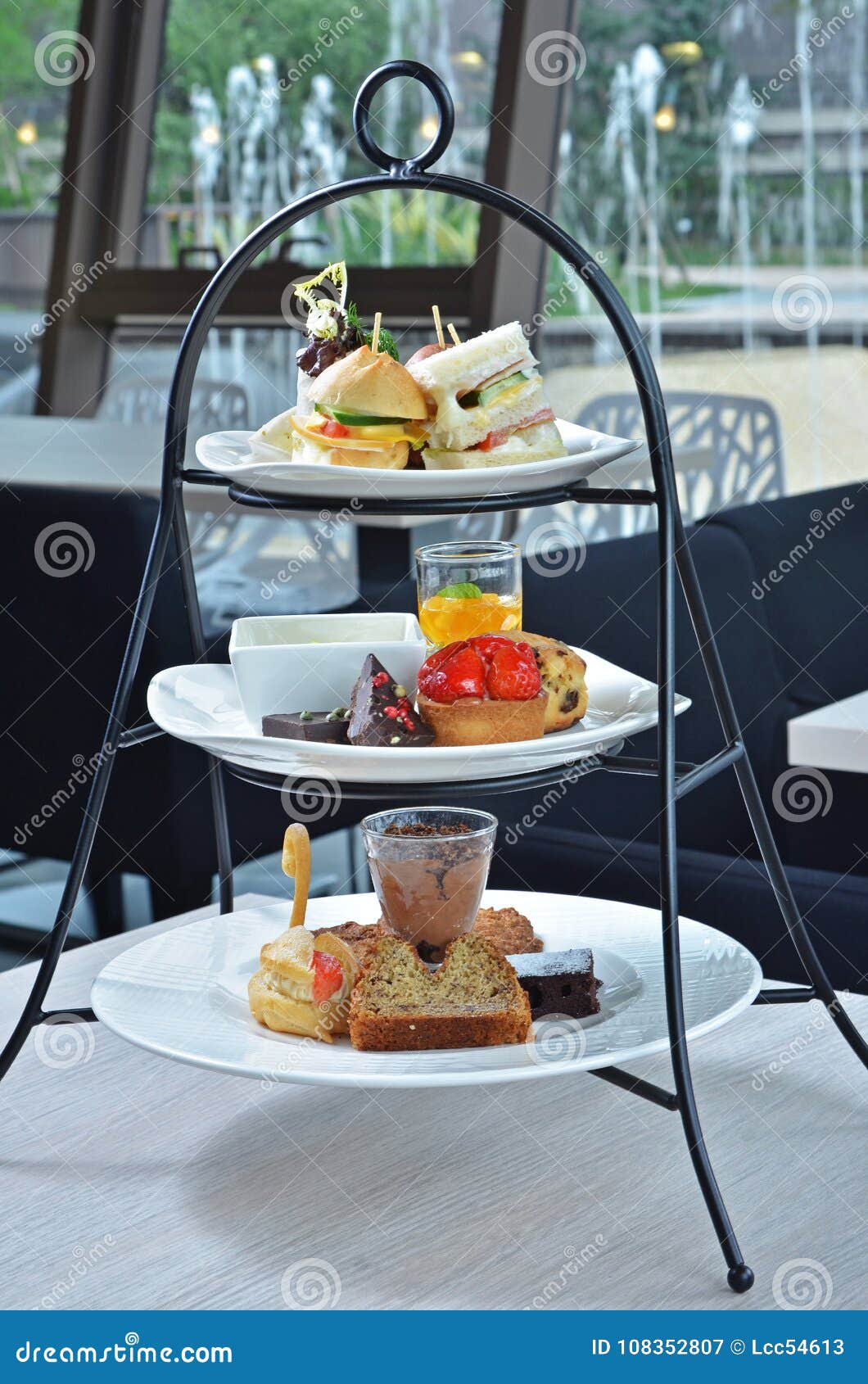 High tea set with dessert stock image. Image of food - 108352807