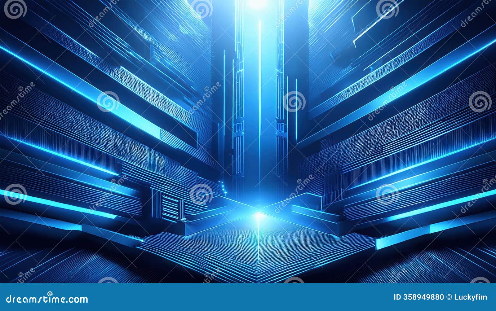 High Tech Abstract Background with Blue Geometric Shapes and Intricate ...