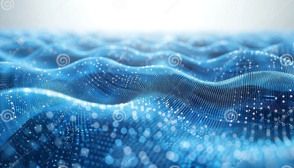 High-Tech Abstract Background with Blue Waves and Particles. Technical ...