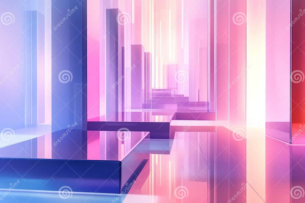 A High-tech Abstract Background with Glowing Wireframes, Soft Vaporwave ...
