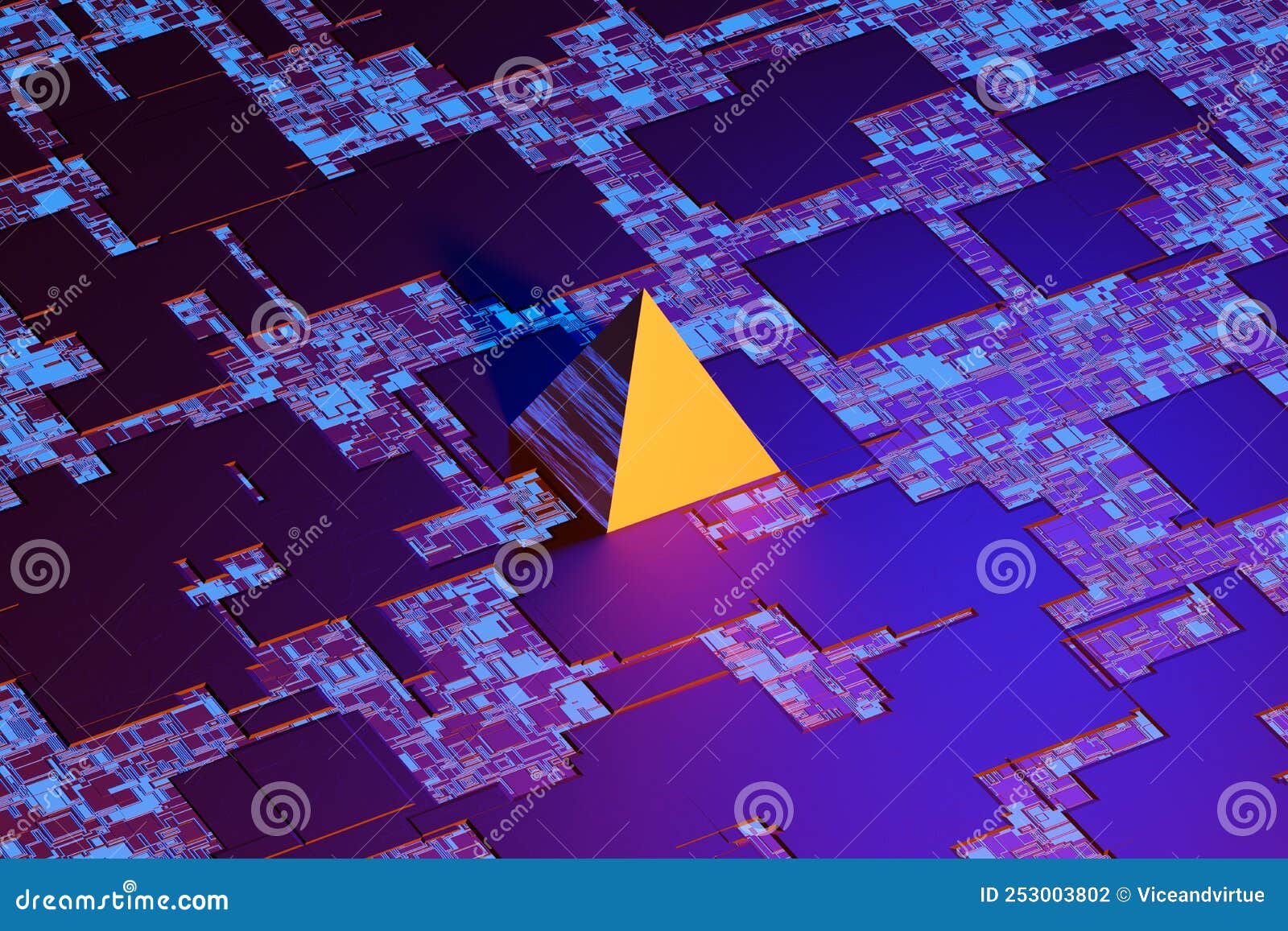 High Tech Abstract Rendering - Pyramid Over Motherboard Background. 3d ...