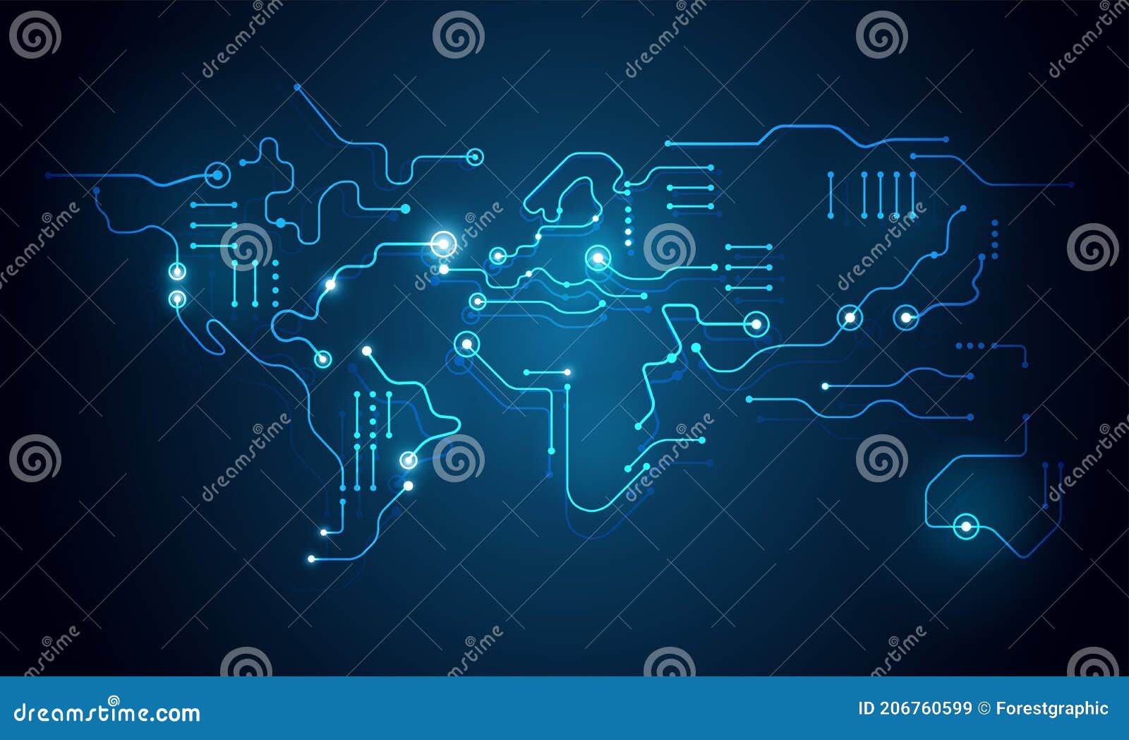 High Tech Abstract Technology Background - World Map Circuit Board ...